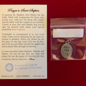 Saint Stephen the First Martyr Relic Medal Pack Third Class Relic Holy ...