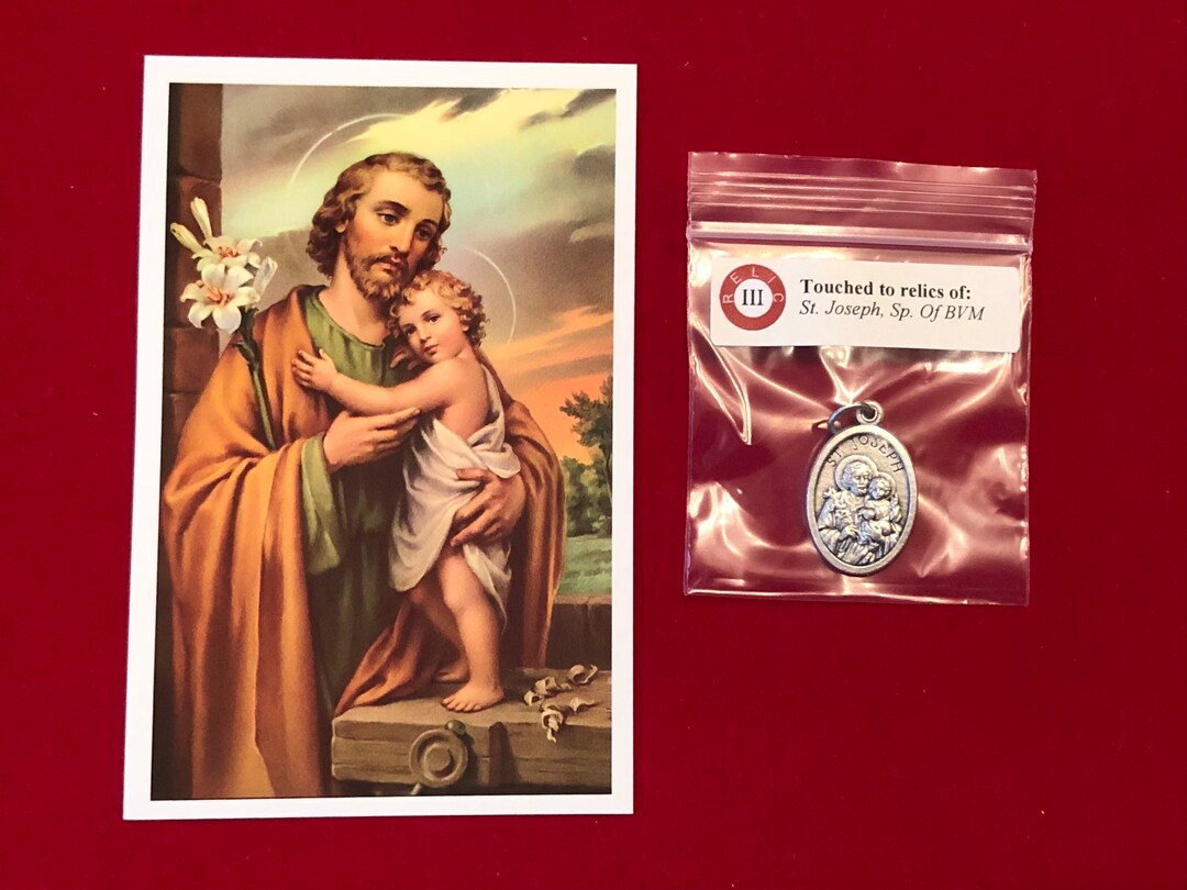 Saint Joseph Relic Medal Pack - Third Class Relic Holy Card & Medal ...