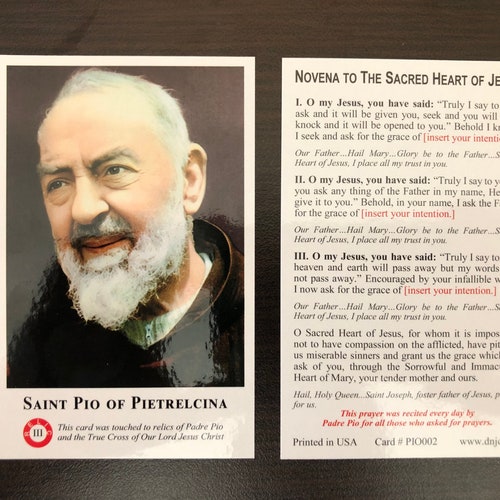 Padre Pio Third Class Relic Holy Card touched to a Relic of - Etsy