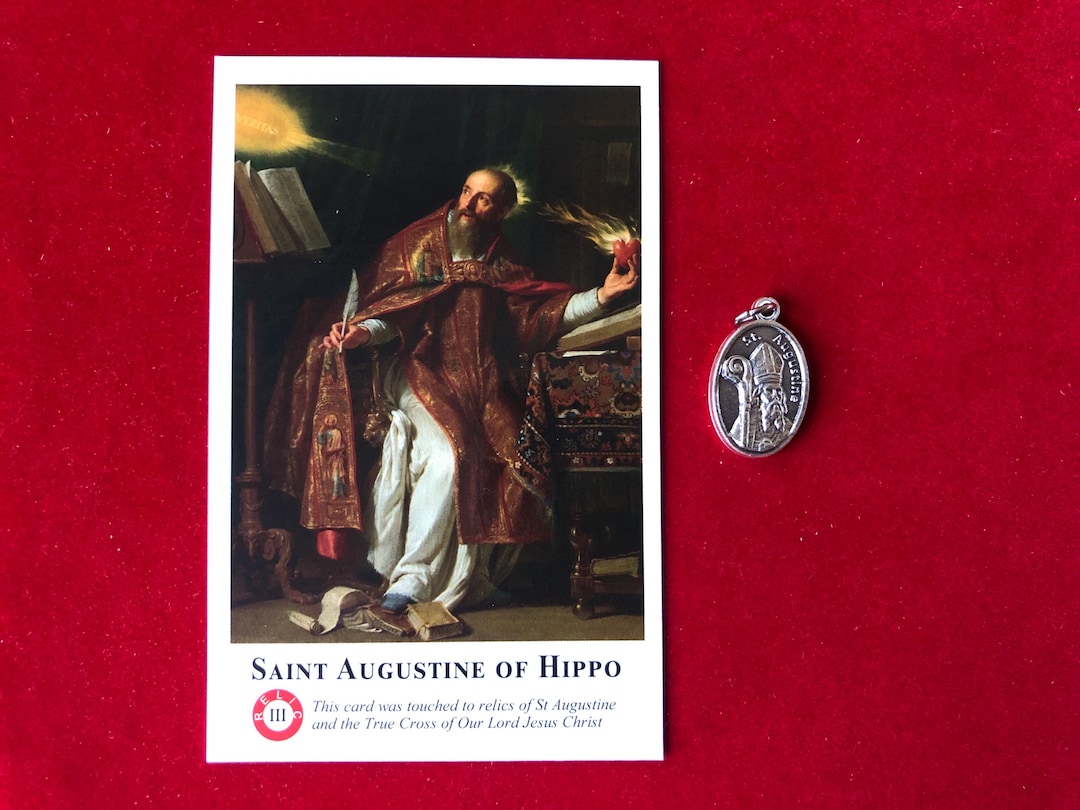 Saint Augustine Relic Medal Pack - Third Class Relic Holy Card & Medal ...