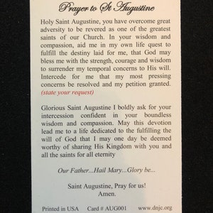 Saint Augustine of Hippo Third Class Relic Holy Card touched to a Relic ...