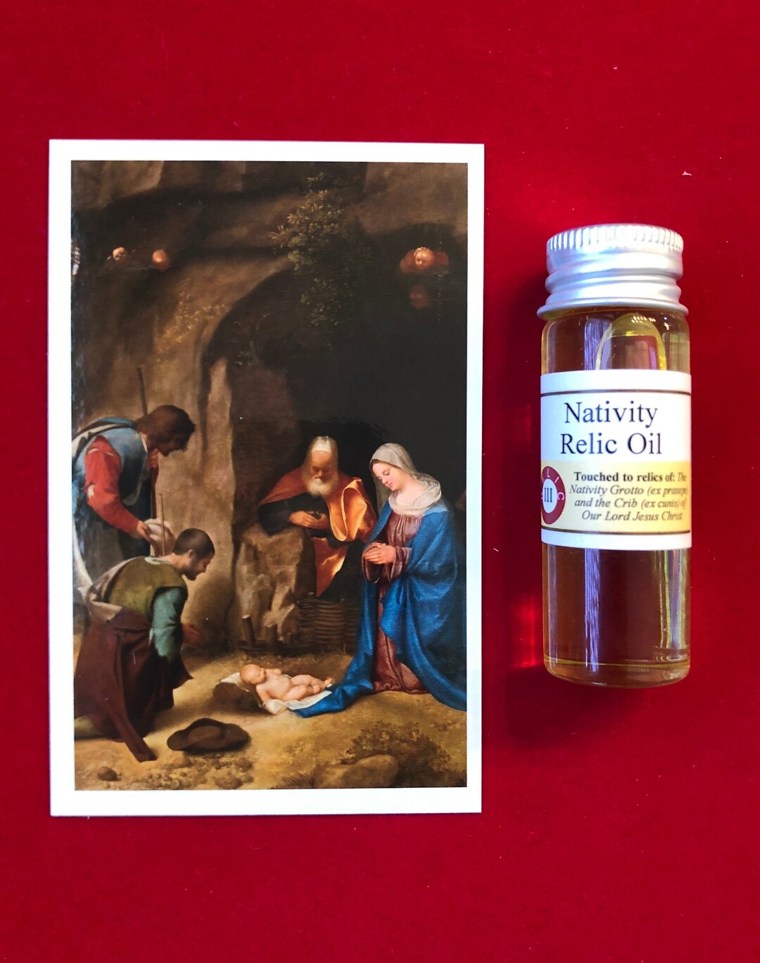 Nativity Devotional Relic Holy Oil Set touched to a Relics of the ...