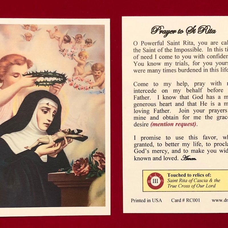 St. Rita of Cascia Prayer - Etsy