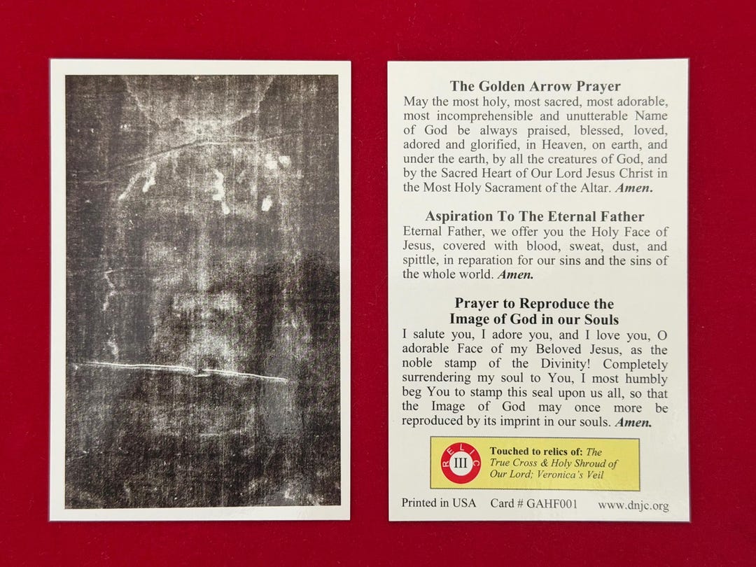 Golden Arrow Holy Face Third Class Relic Holy Card (touched to a Relics ...
