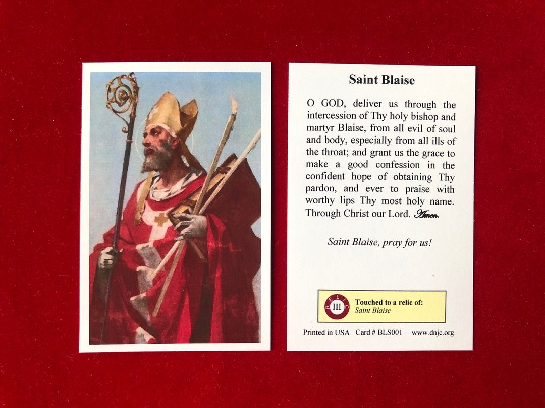 BULK PACK 50 CARDS - Saint Blaise Third Class Relic Holy Cards (touched ...