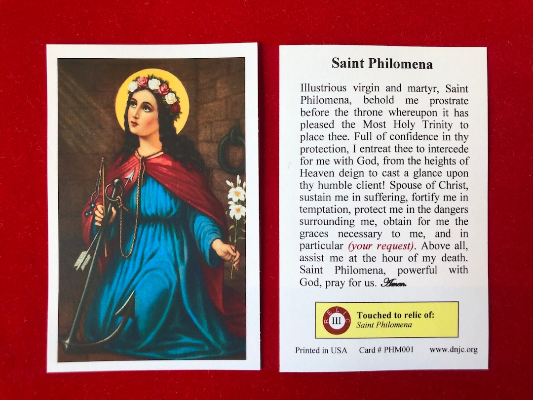 Saint Philomena Third Class Relic Holy Cards (touched to a First Class ...