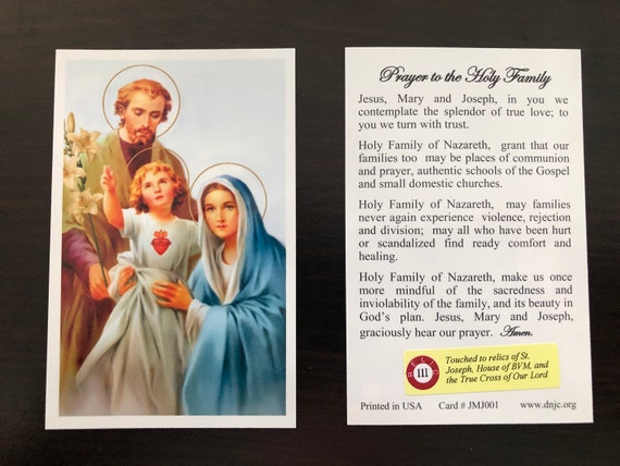 Holy Family Third Class Relic Holy Card touched to Relics of | Etsy