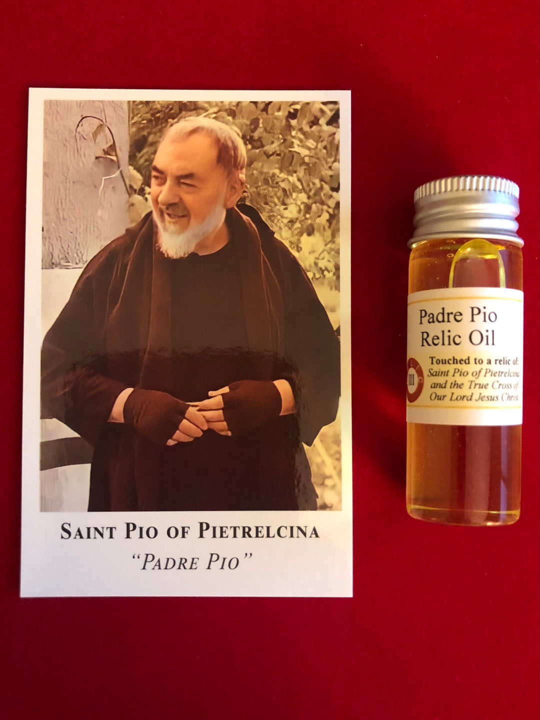 Reliquia del Padre Pío Óleo Sagrado Reliquia devocional de San Pío de ...