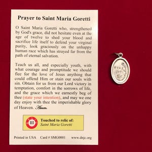 Saint Maria Goretti Relic Medal Pack - Third Class Relic Holy Card ...