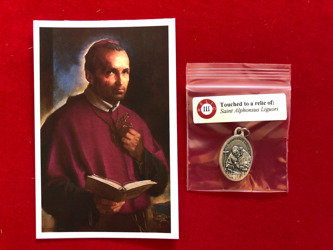 Saint Alphonsus Liguori Relic Medal Pack - Third Class Relic Holy Card ...