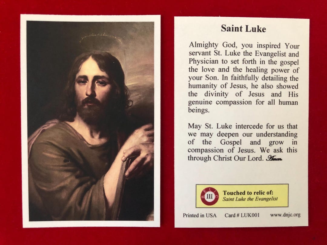Saint Luke the Evangelist Third Class Relic Holy Cards (touched to a ...