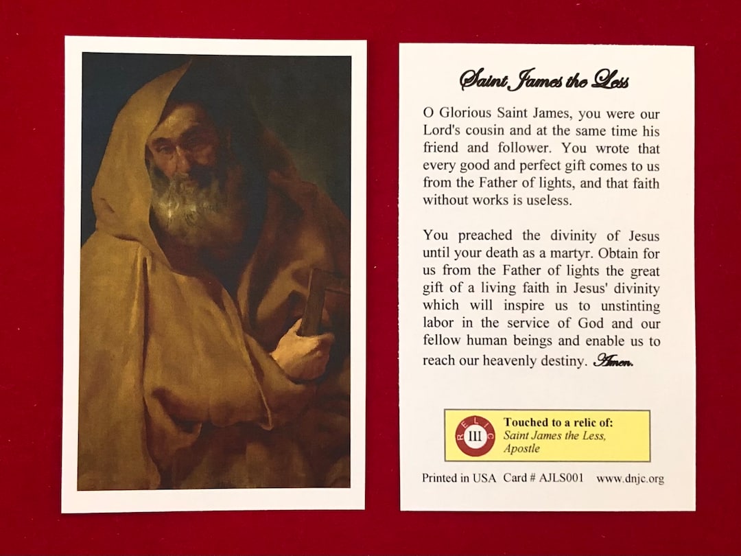 Saint James the Less Apostle Third Class Relic Holy Cards (touched to a ...