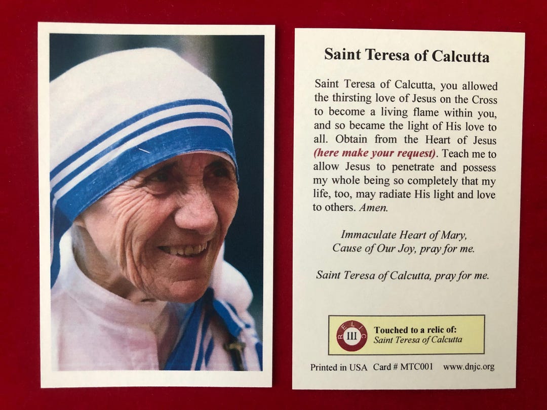 Mother Teresa Saint Teresa of Calcutta Third Class Relic Holy Cards ...