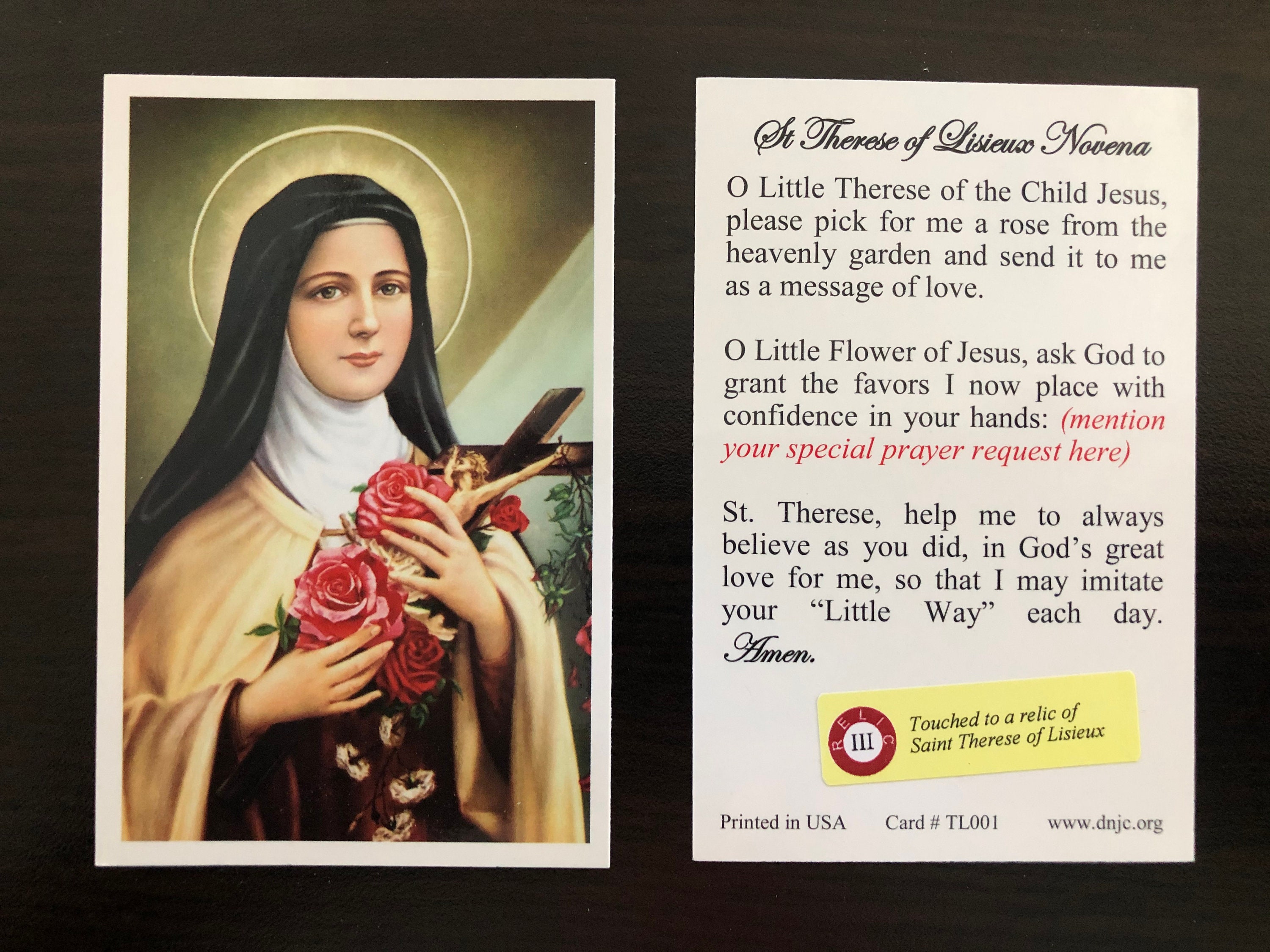 Saint Therese of Lisieux Third Class Relic Holy Card touched - Etsy