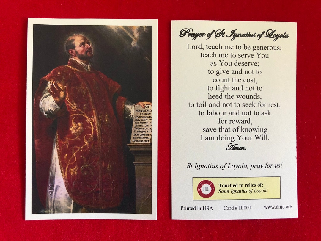 Saint Ignatius of Loyola Third Class Relic Holy Cards (touched to a ...