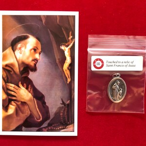 Saint Francis of Assisi Relic Medal Pack Third Class Relic Holy Card ...