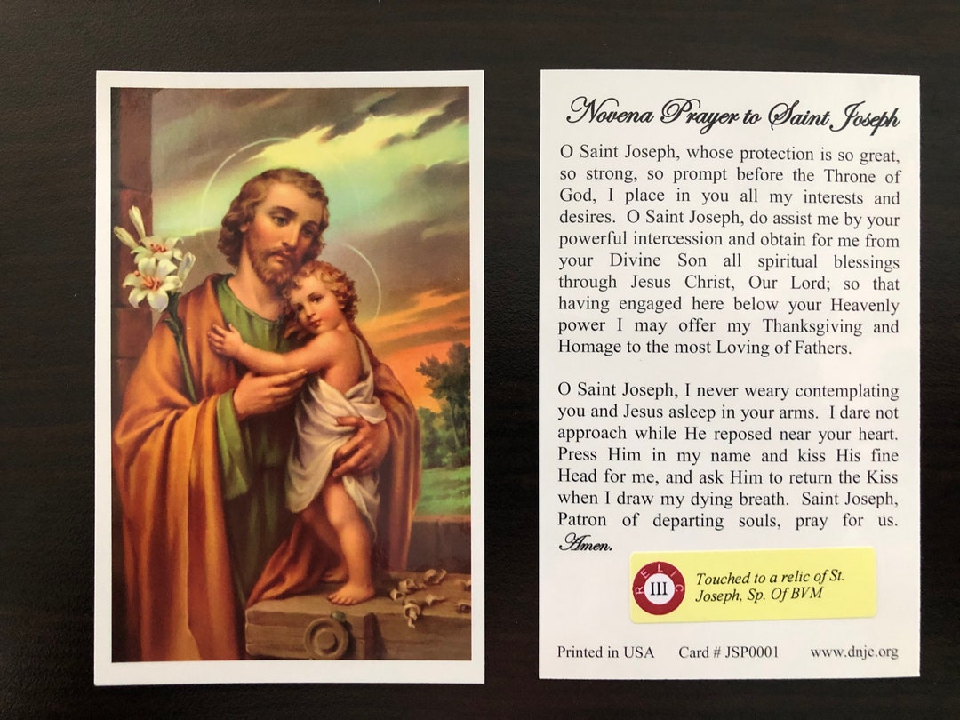 Saint Joseph Third Class Relic Holy Card touched to a Relic of Saint ...