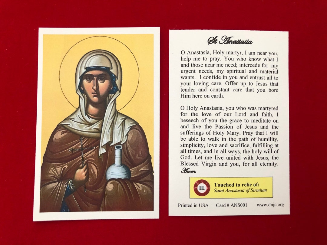 Saint Anastasia Third Class Relic Holy Cards (touched to a First Class ...