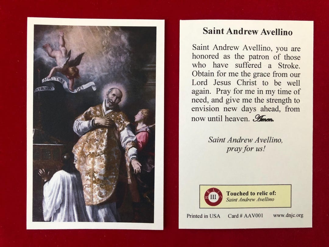 Saint Andrew Avellino Third Class Relic Holy Cards (touched to a Relic ...