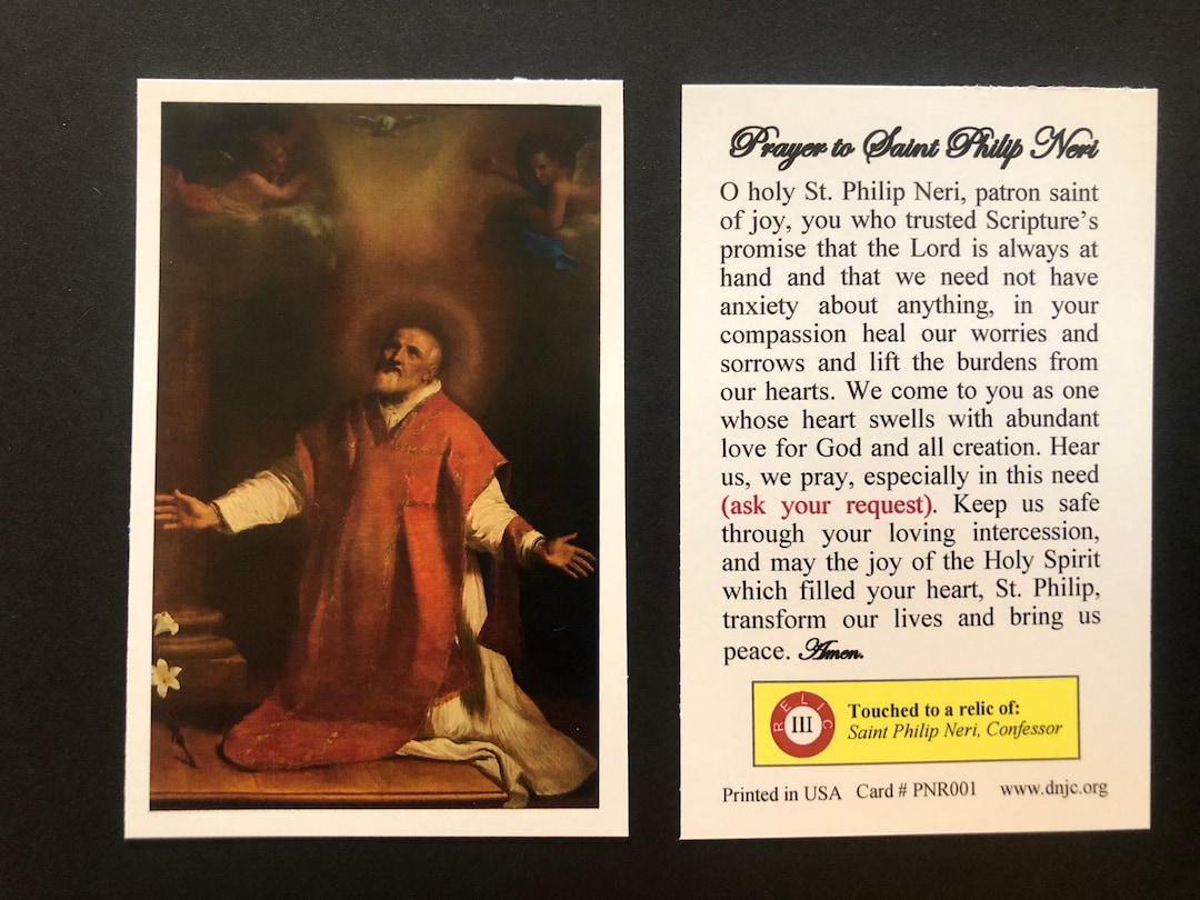 Saint Philip Neri Third Class Relic Holy Cards (touched to a First ...