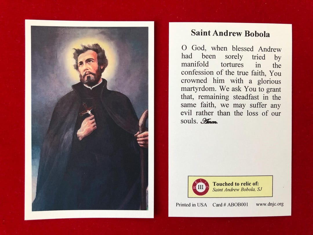 Saint Andrew Bobola Third Class Relic Holy Cards (touched to a First ...