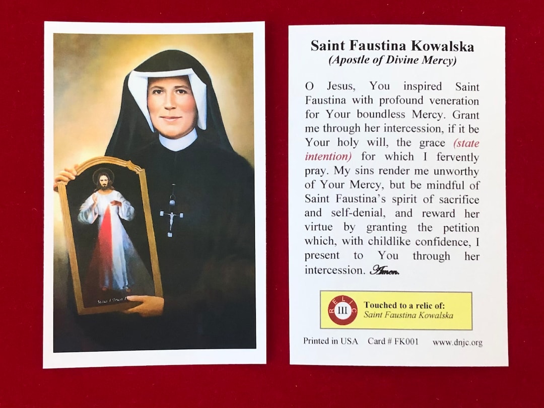6-pack of Saint Faustina Kowalska Third Class Relic Holy Cards (touched ...