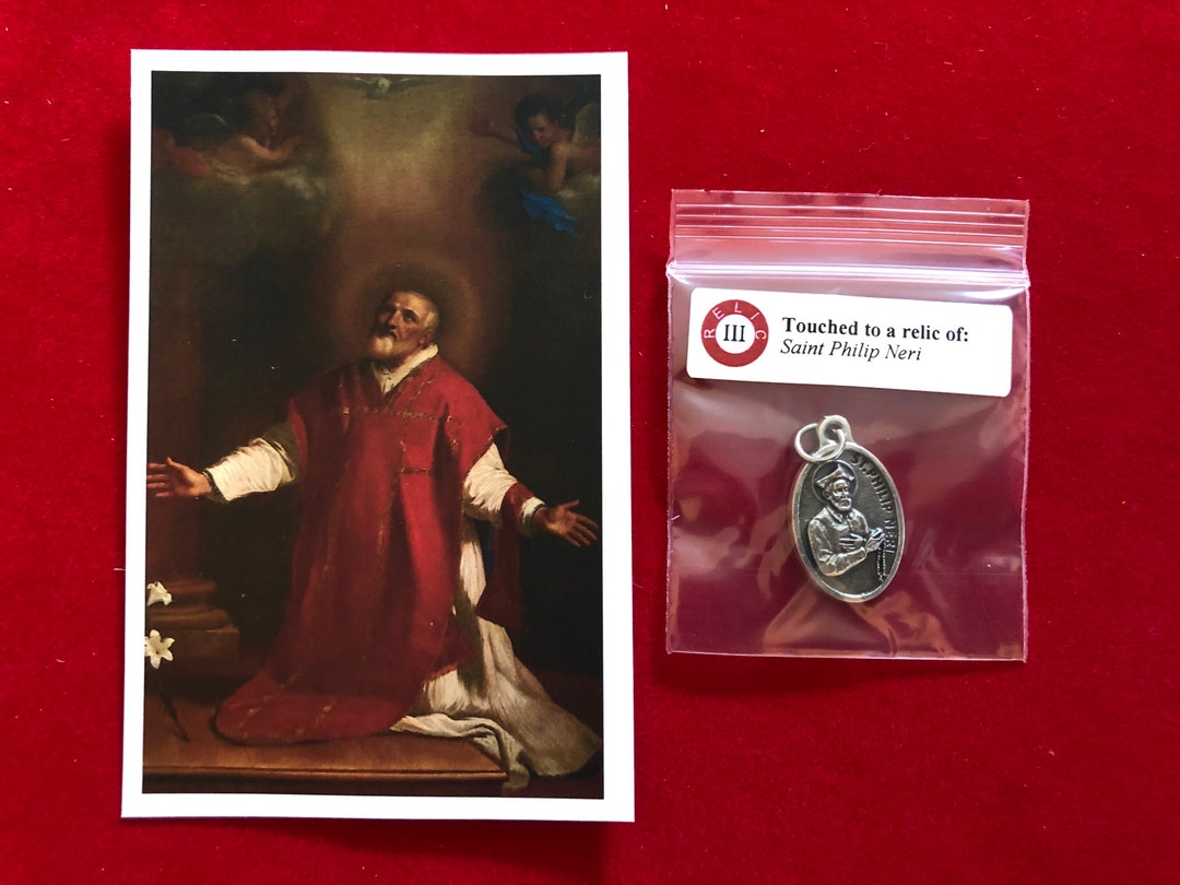 Saint Philip Neri Relic Medal Pack Third Class Relic Holy Card & Medal ...