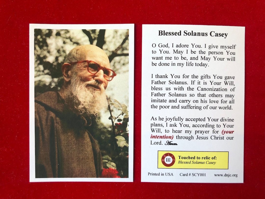 Blessed Solanus Casey Third Class Relic Holy Cards (touched to a Relic ...