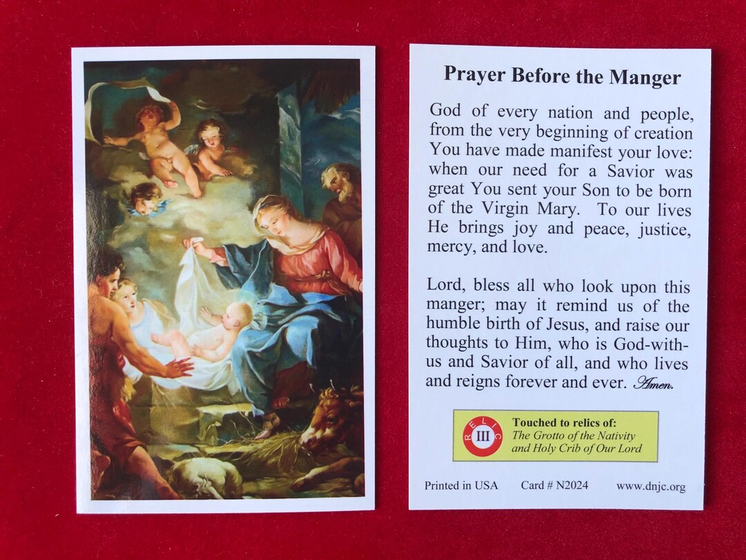Nativity Manger and Crib Third Class Relic Holy Card (touched to a ...