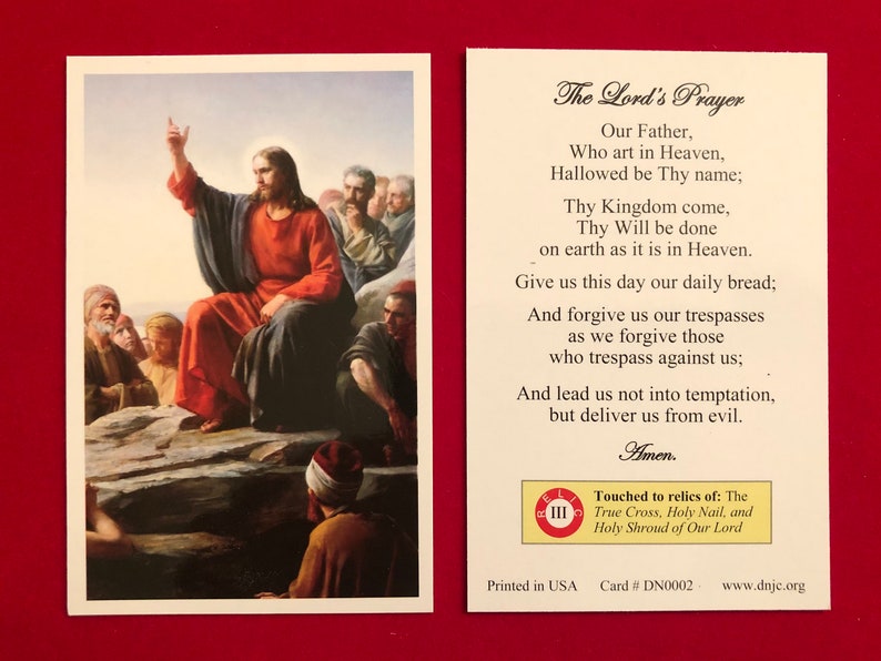 Our Father Lord’s Prayer Third Class Relic Holy Card (touched to Relics ...