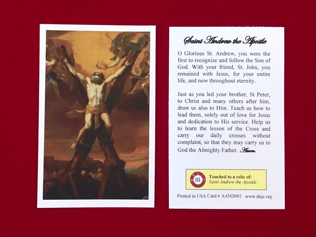 Saint Andrew the Apostle Third Class Relic Holy Cards (touched to a ...