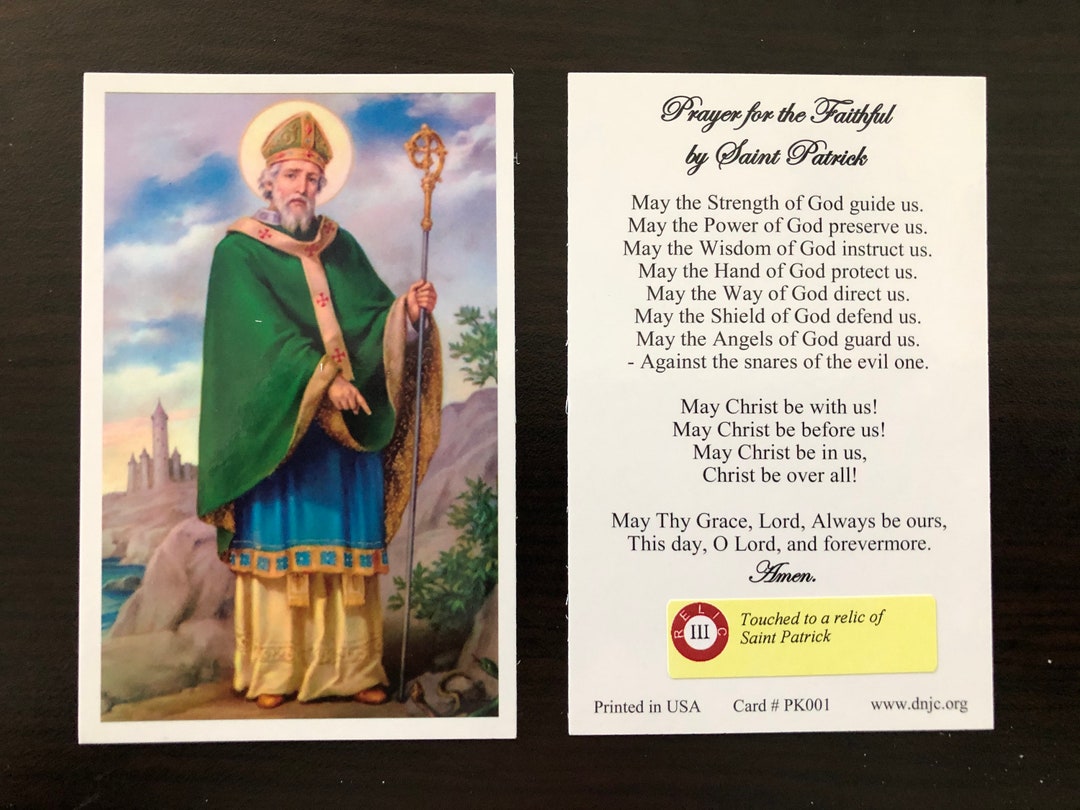 Saint Patrick Relic Holy Card touched to a First Class Relic of Saint ...