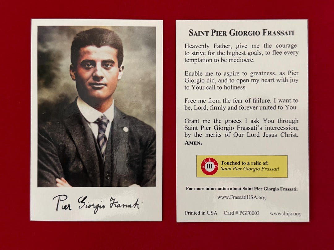 Saint Pier Giorgio Frassati Third Class Relic Holy Card (touched to a ...