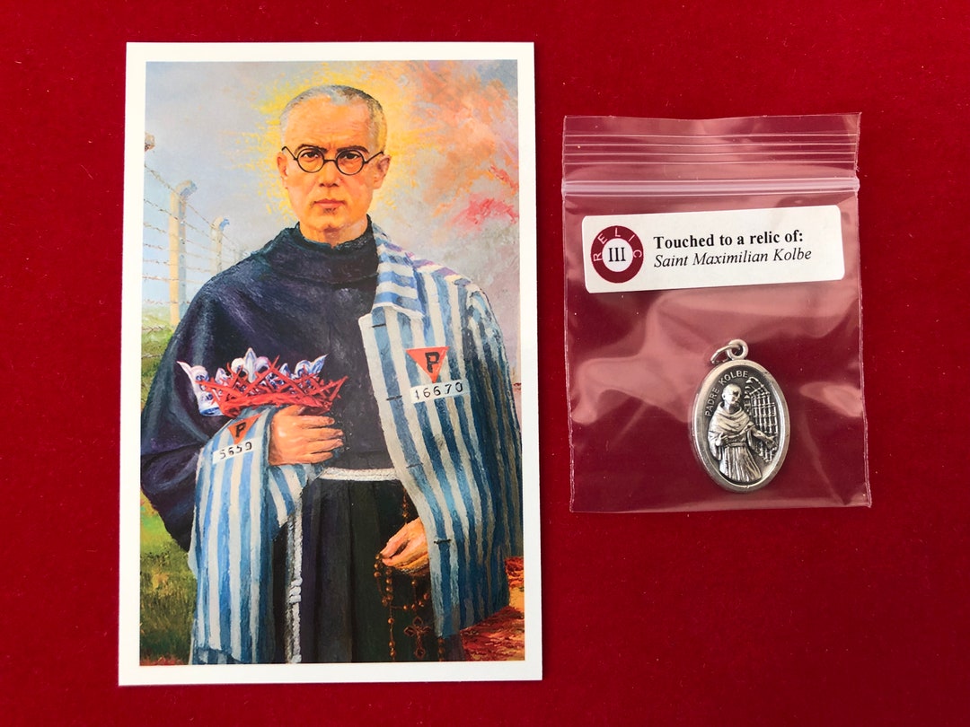 Saint Maximilian Kolbe Relic Medal Pack - Third Class Relic Holy Card ...