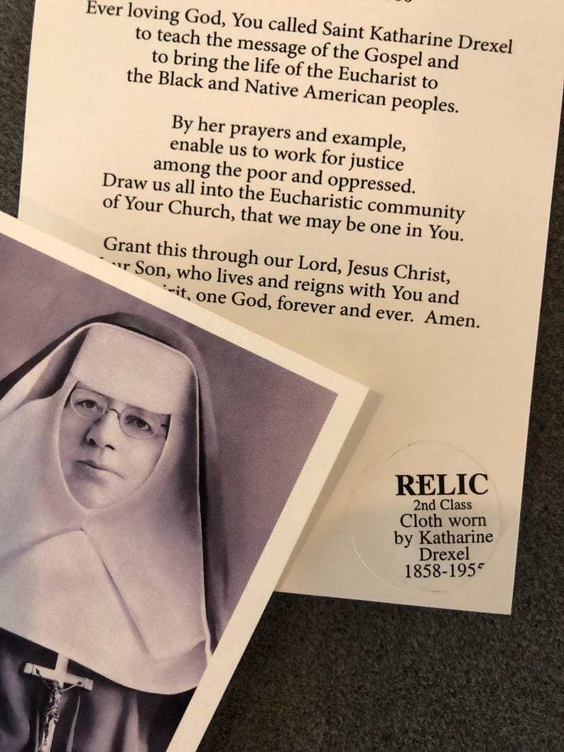 Saint Katharine Drexel Third Class Relic Holy Cards (touched to a Relic ...