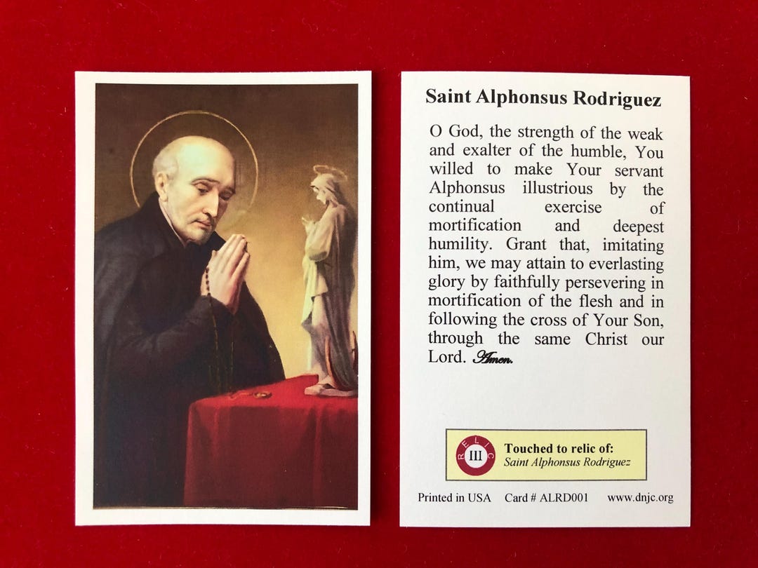 Saint Alphonsus Rodriguez Third Class Relic Holy Cards (touched to a ...