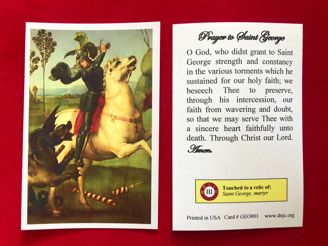 Saint George Third Class Relic Holy Cards (touched to a Relic of Saint ...