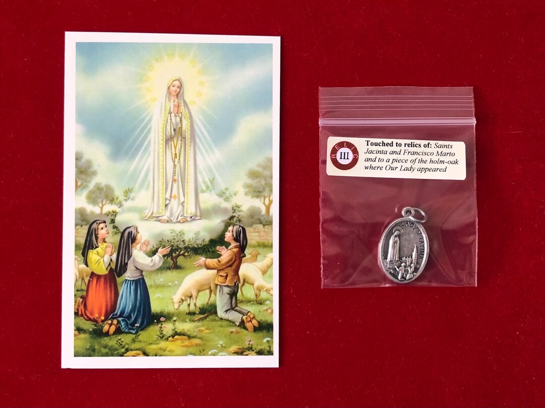 Our Lady of Fatima Relic Medal Pack - Third Class Relic Holy Card ...