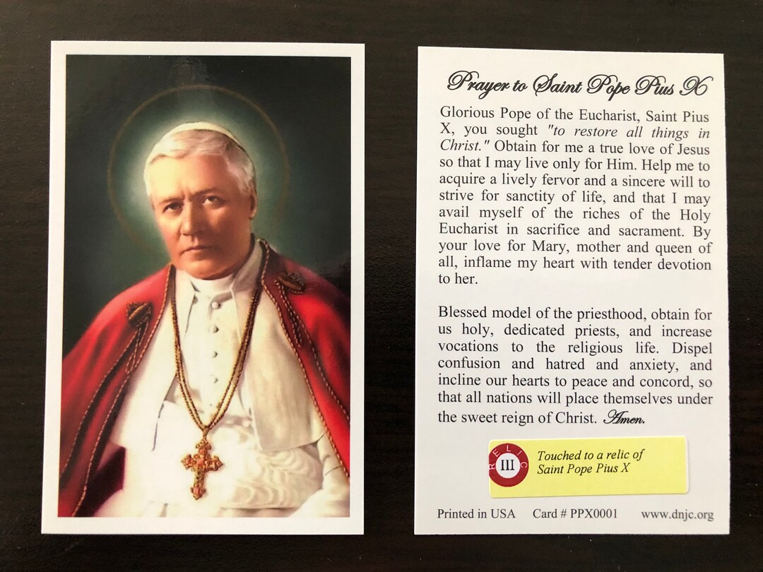 BULK PACK 50 CARDS Saint Pope Pius X Third Class Relic Holy Card ...