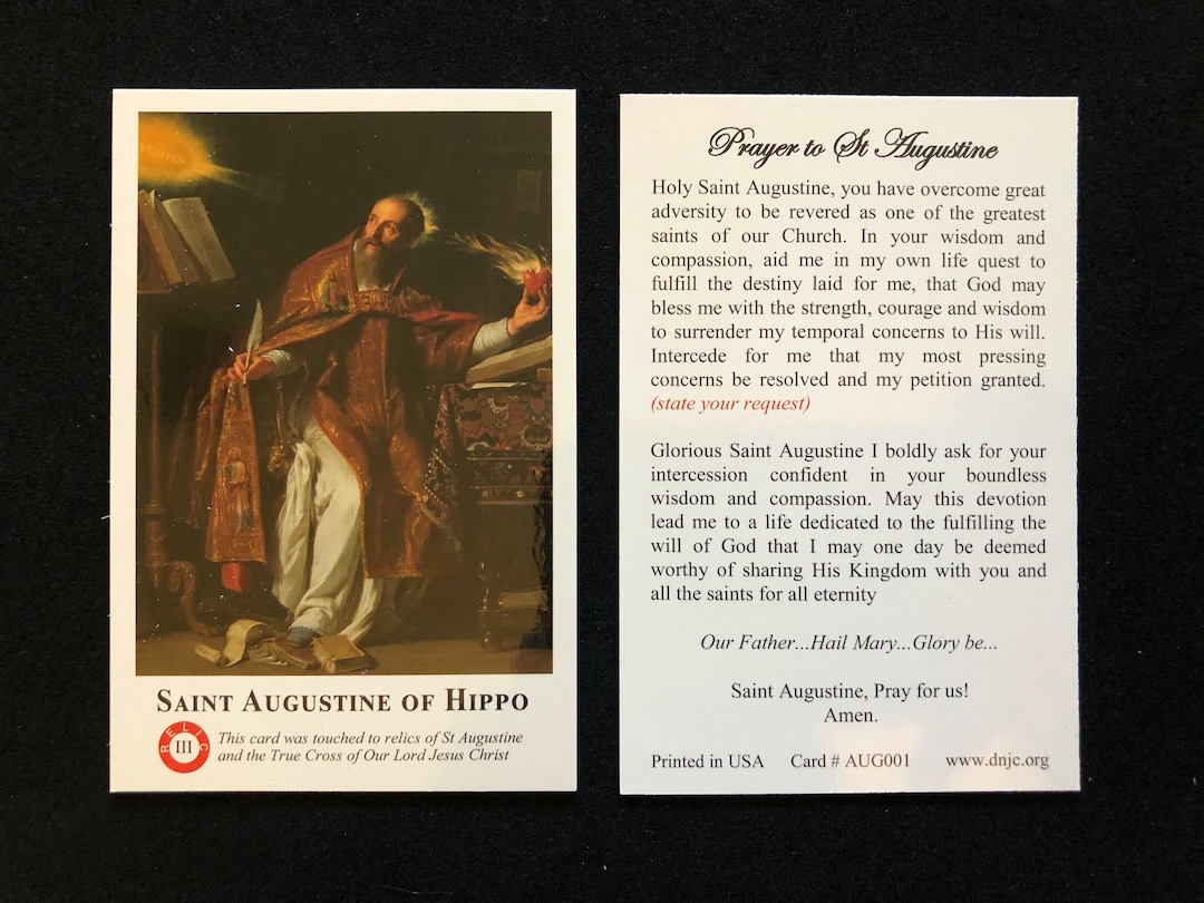 Saint Augustine of Hippo Third Class Relic Holy Card touched to a Relic ...