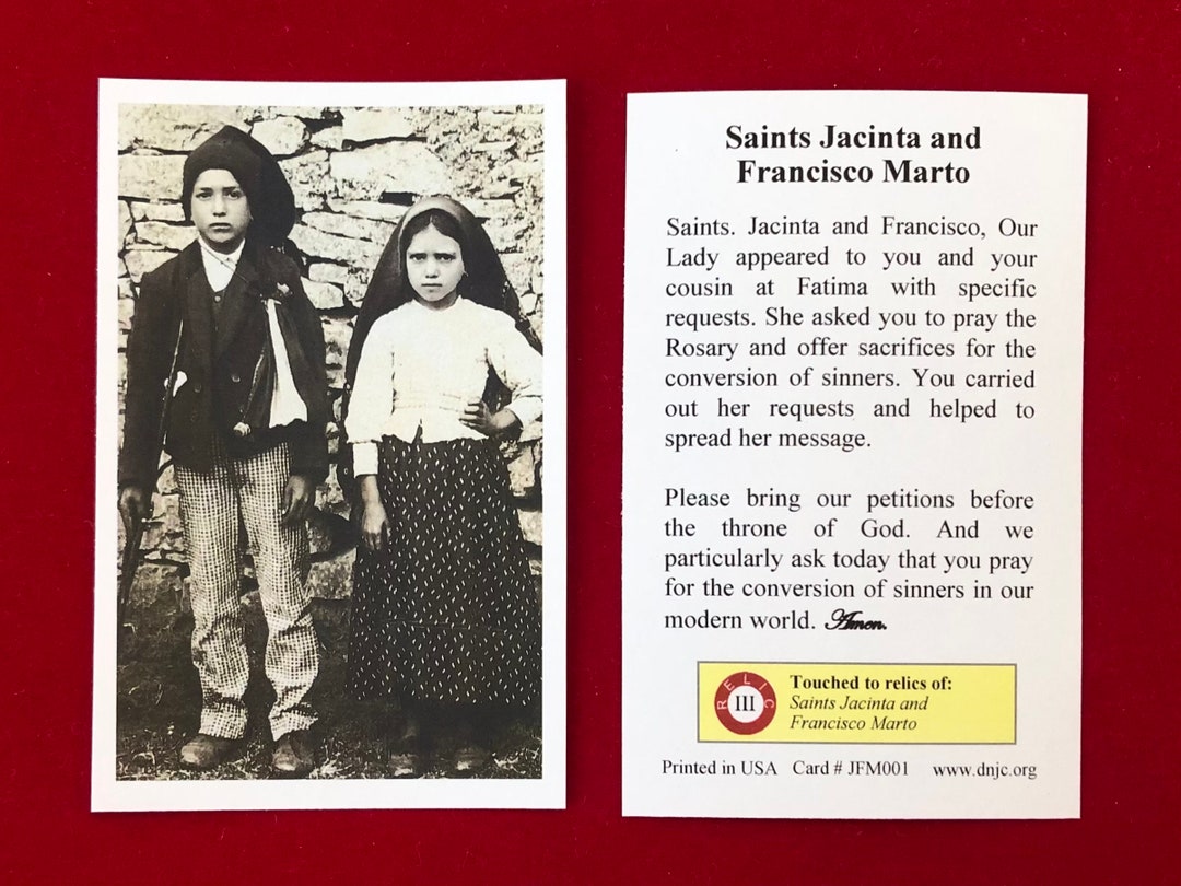 BULK PACK 50 CARDS - Saints Jacinta and Francisco Marto Third Class ...
