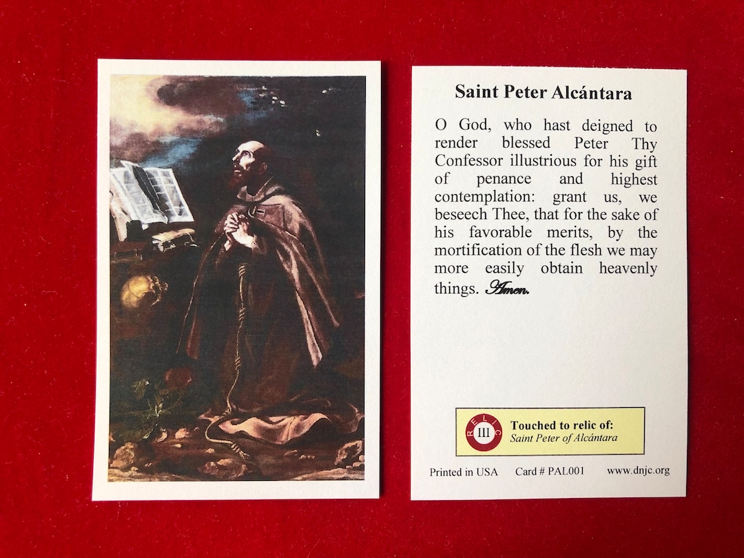 Saint Peter Alcantara Third Class Relic Holy Cards (touched to a First ...