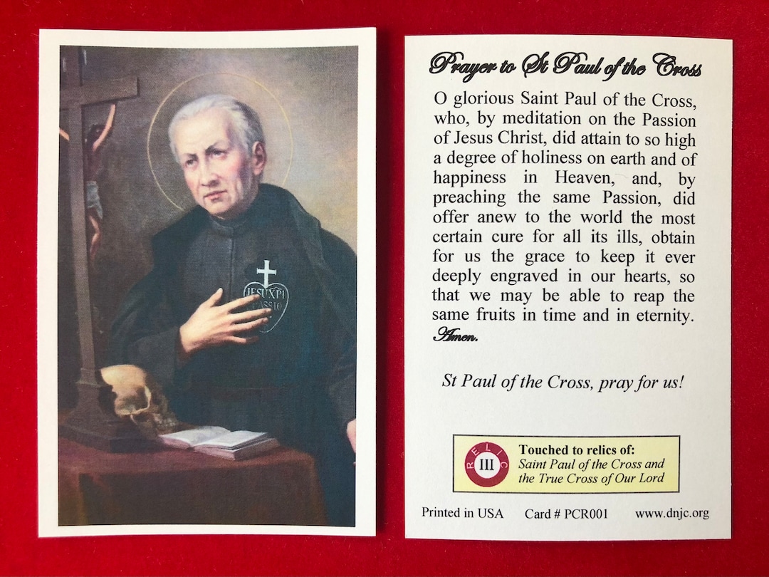 6-pack of Saint Paul of the Cross Third Class Relic Holy Cards (touched ...