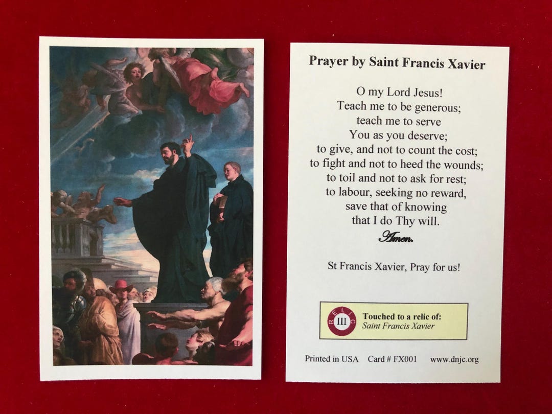 Saint Francis Xavier Third Class Relic Holy Cards (touched to a First ...