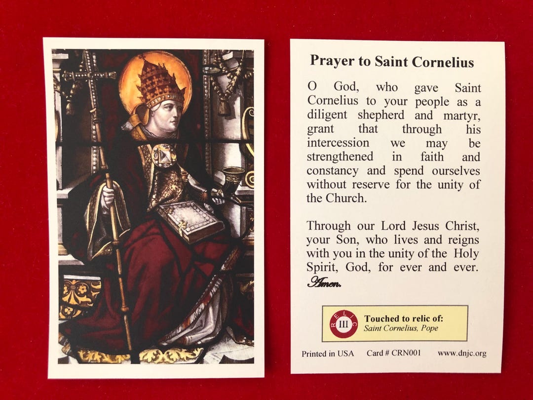 Saint Cornelius Third Class Relic Holy Cards (touched to a First Class ...