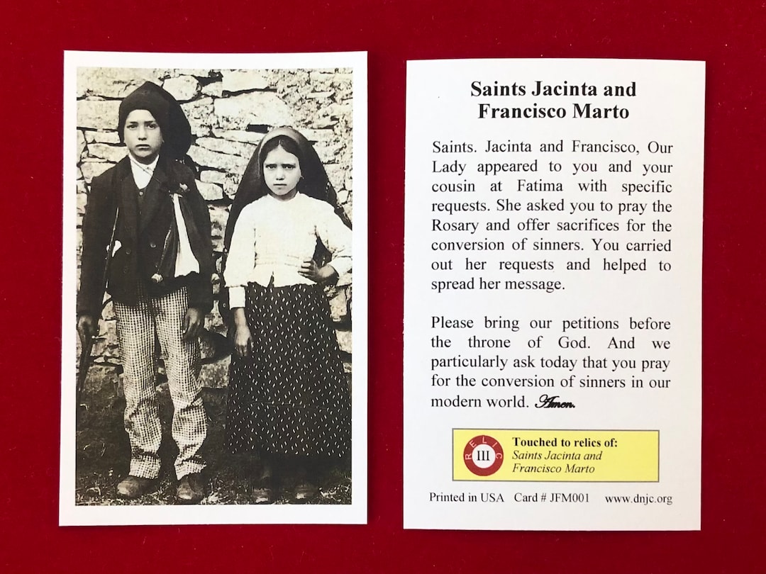 Saints Jacinta and Francisco Marto Third Class Relic Holy Cards (our ...
