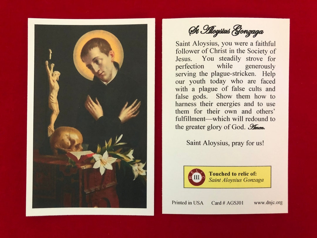 Saint Aloysius Gonzaga Third Class Relic Holy Cards (touched to a First ...