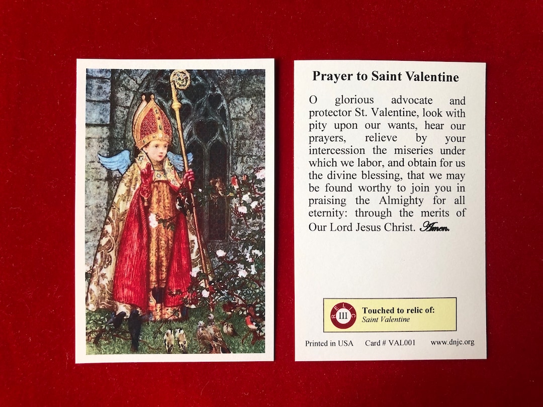 Saint Valentine Third Class Relic Holy Cards (touched to a First Class ...