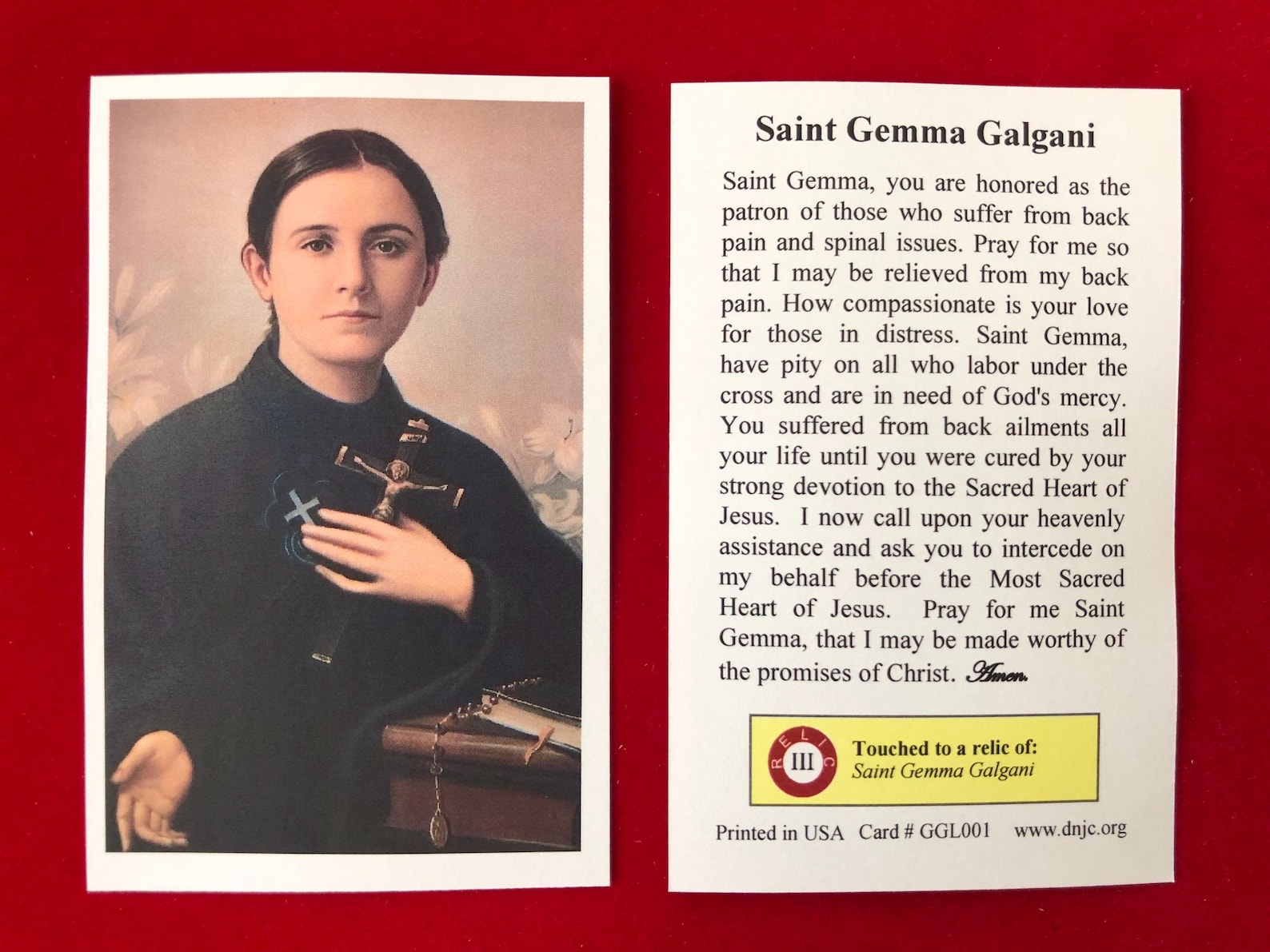 BULK PACK 50 CARDS - Saint Gemma Galgani Third Class Relic Holy Cards ...
