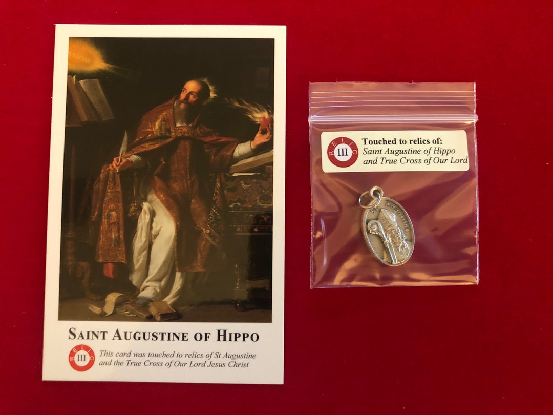 Saint Augustine Relic Medal Pack - Third Class Relic Holy Card & Medal ...